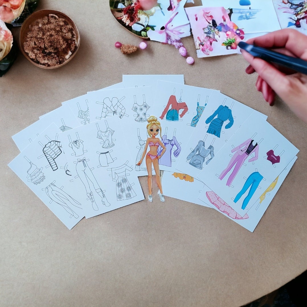 Cut Out Paper Doll Emma, Ready to Play Paper Doll, Cardboard Paper Doll ...