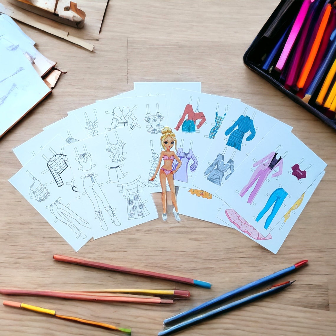 Cut Out Paper Doll Emma, Ready to Play Paper Doll, Cardboard Paper Doll With Stand, Fashion ...