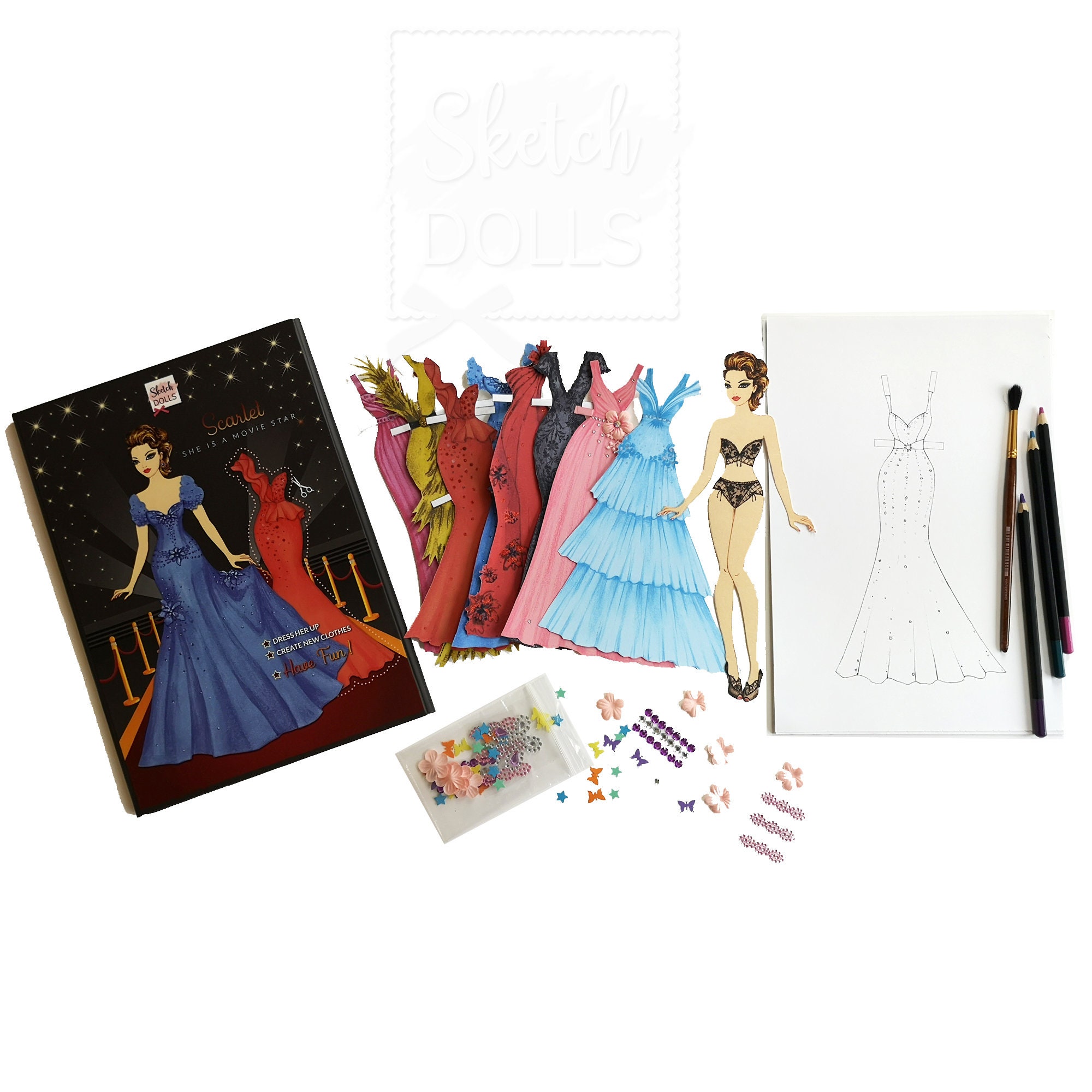 Paper Doll Kit, Creative Kit for Girls,pre Cut Paper Doll, Fashion Doll ...