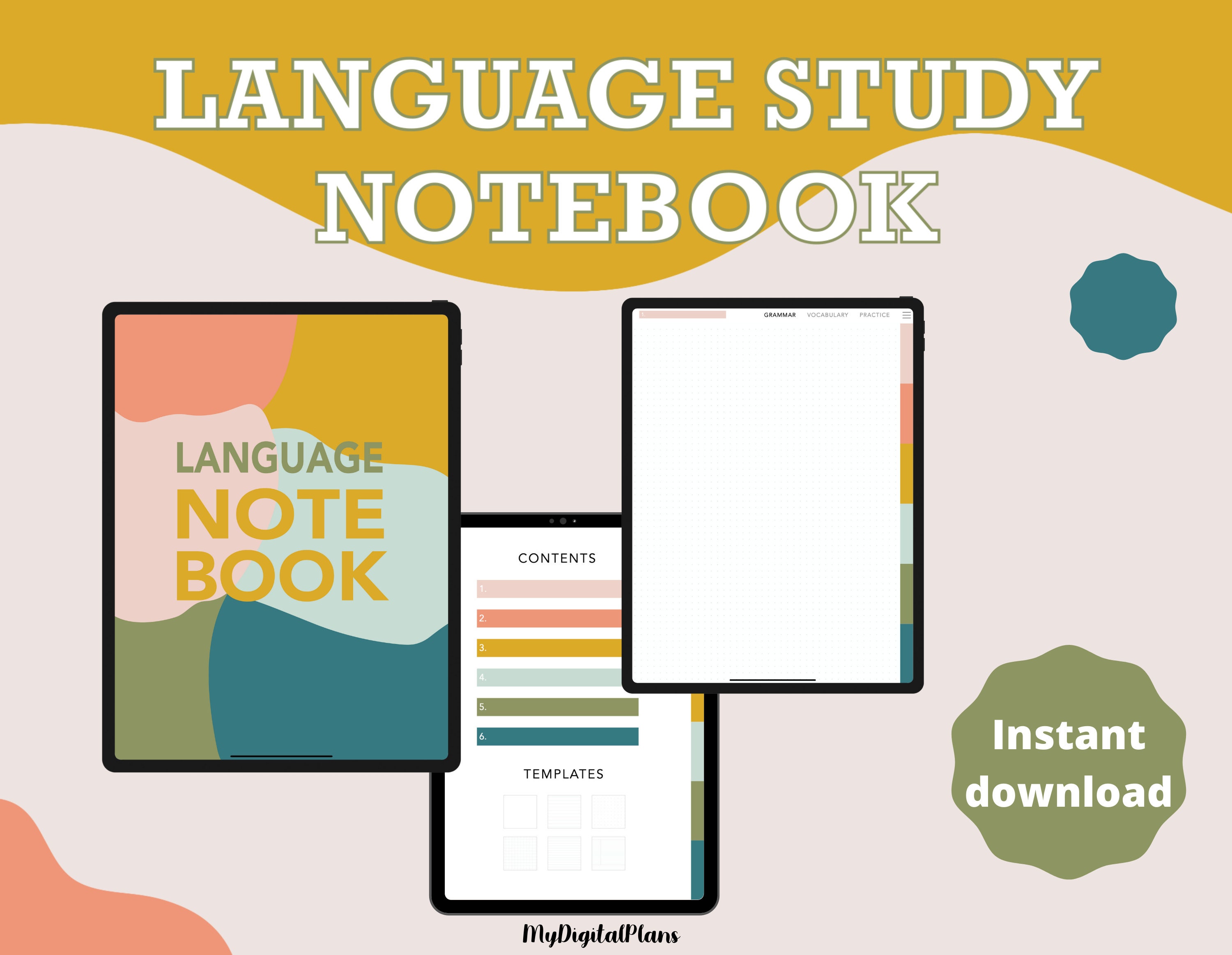 Digital Notebook for language study 4 PDFs Digital | Etsy