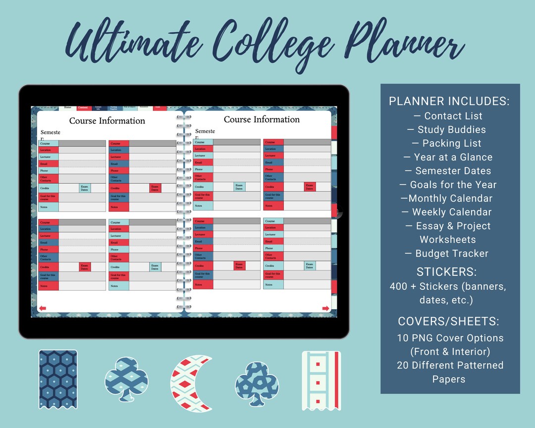 The Ultimate College Planner, Digital Planner, Goodnotes, Powerpoint ...