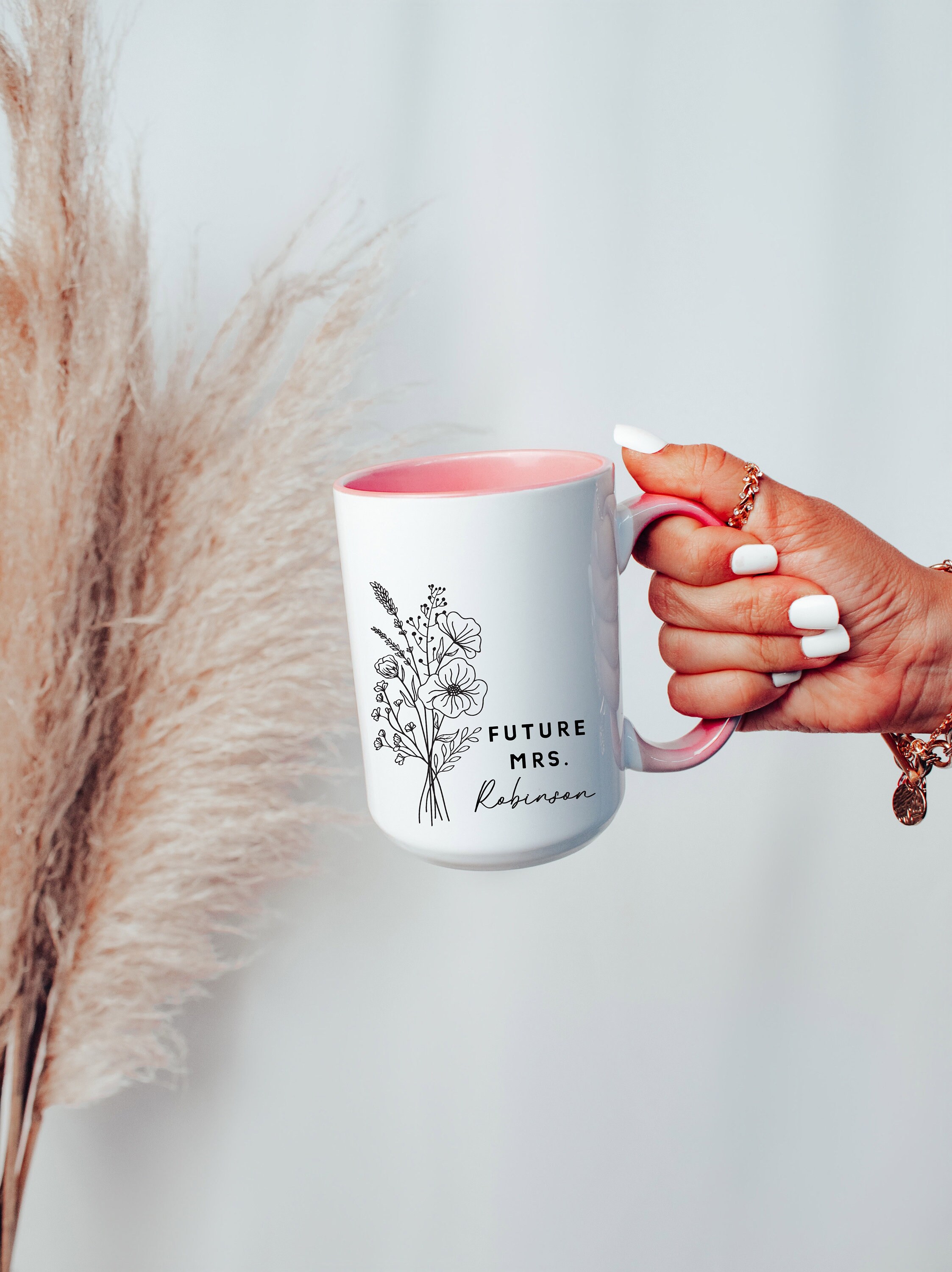 Future Mrs Mug for Bride to Be Personalized Floral Mr and Mrs - Etsy