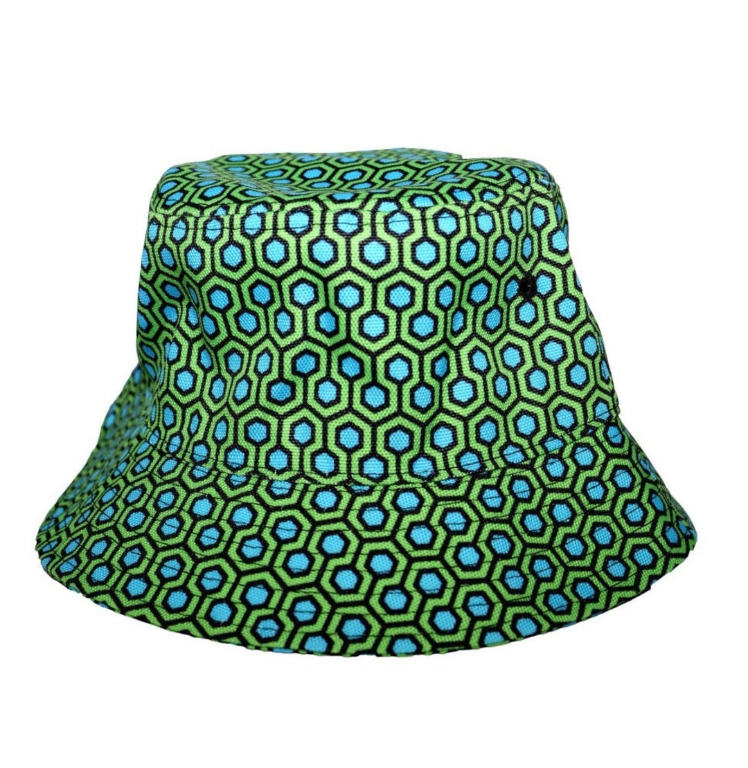 Green & Blue Bucket Hat Hexagon Pattern (no SERUM-114 Tag on Exterior ...