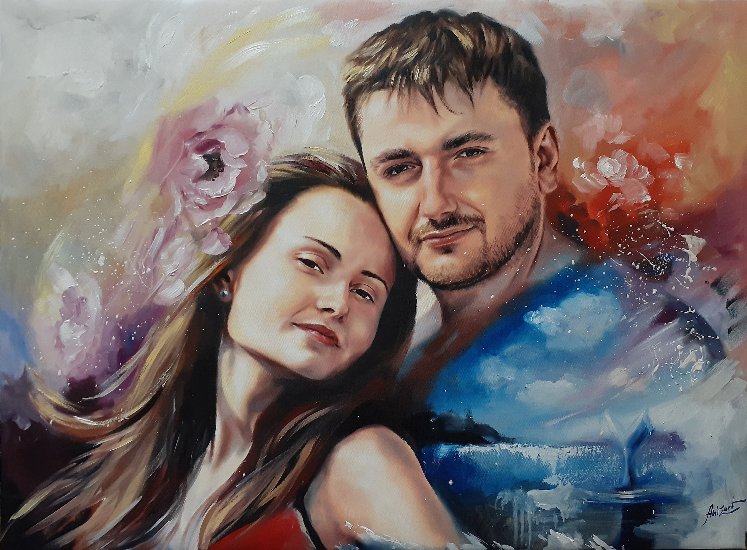 Custom Oil Painting From Photo Portrait Painting Original Etsy
