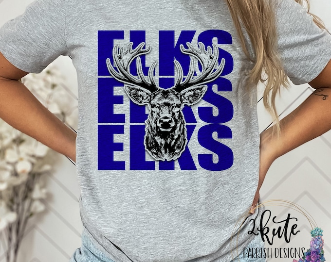 Elks Spirit Shirt, Elks School Spirit, Team Mascot Shirt, Team Sports ...