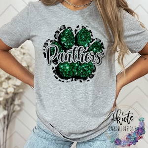 Panthers Shirts, Panthers Cheer Shirt, FAUX Glitter Shirt, Panther Paw ...