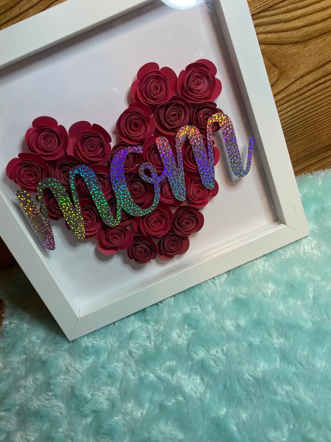 Mom Shadow Box, Paper Flower Shadow Box, Heart Shadow Box, Mom With ...