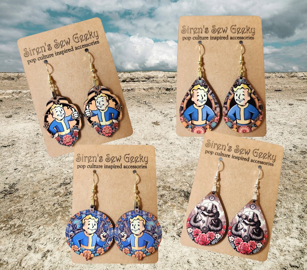 Fallout Vault Boy Power Armor Floral Earrings 4 Styles - Etsy