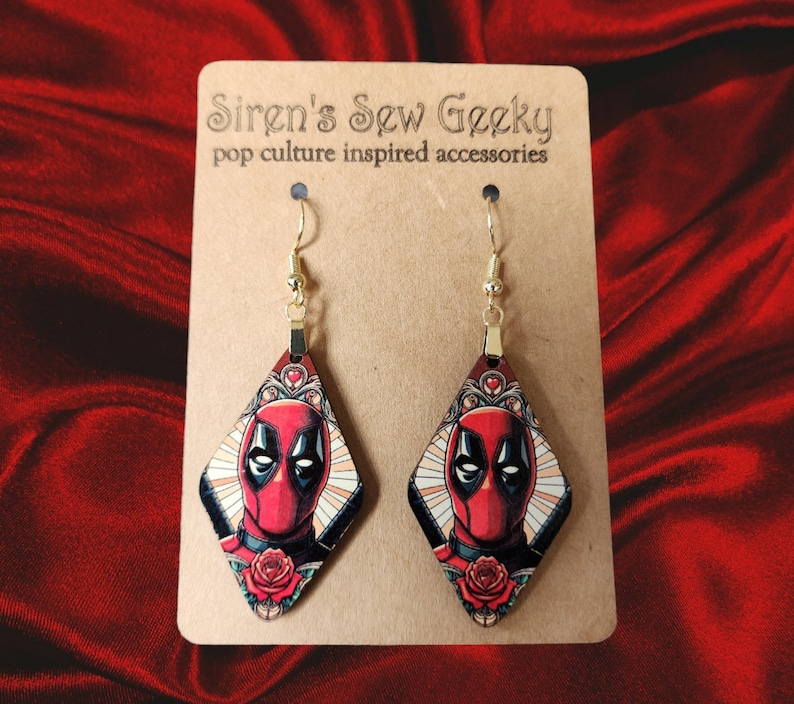 Deadpool Floral Fan Art Earrings - Etsy