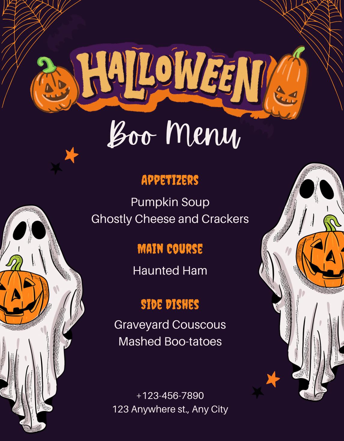 Halloween Boo Menu - Etsy