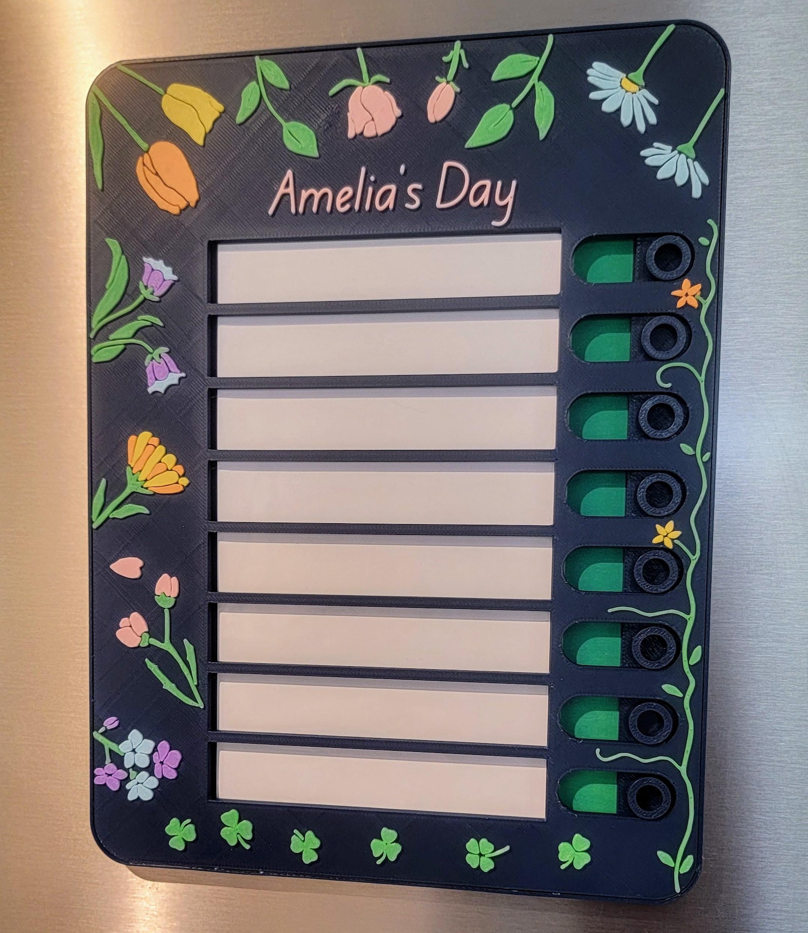 Sliding Daily Routine Chart | Embroidery-style Flower Chart | Task ...