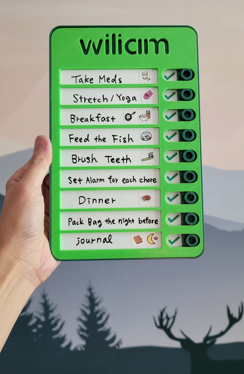 9 Slot Sliding Chart Routine Chart Daily Checklist Kids - Etsy