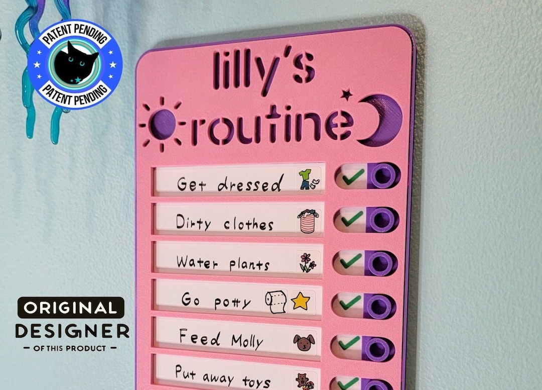 Sliding Routine Chart, Chore Chart, Daily Checklist, Kids Daily Tasks ...