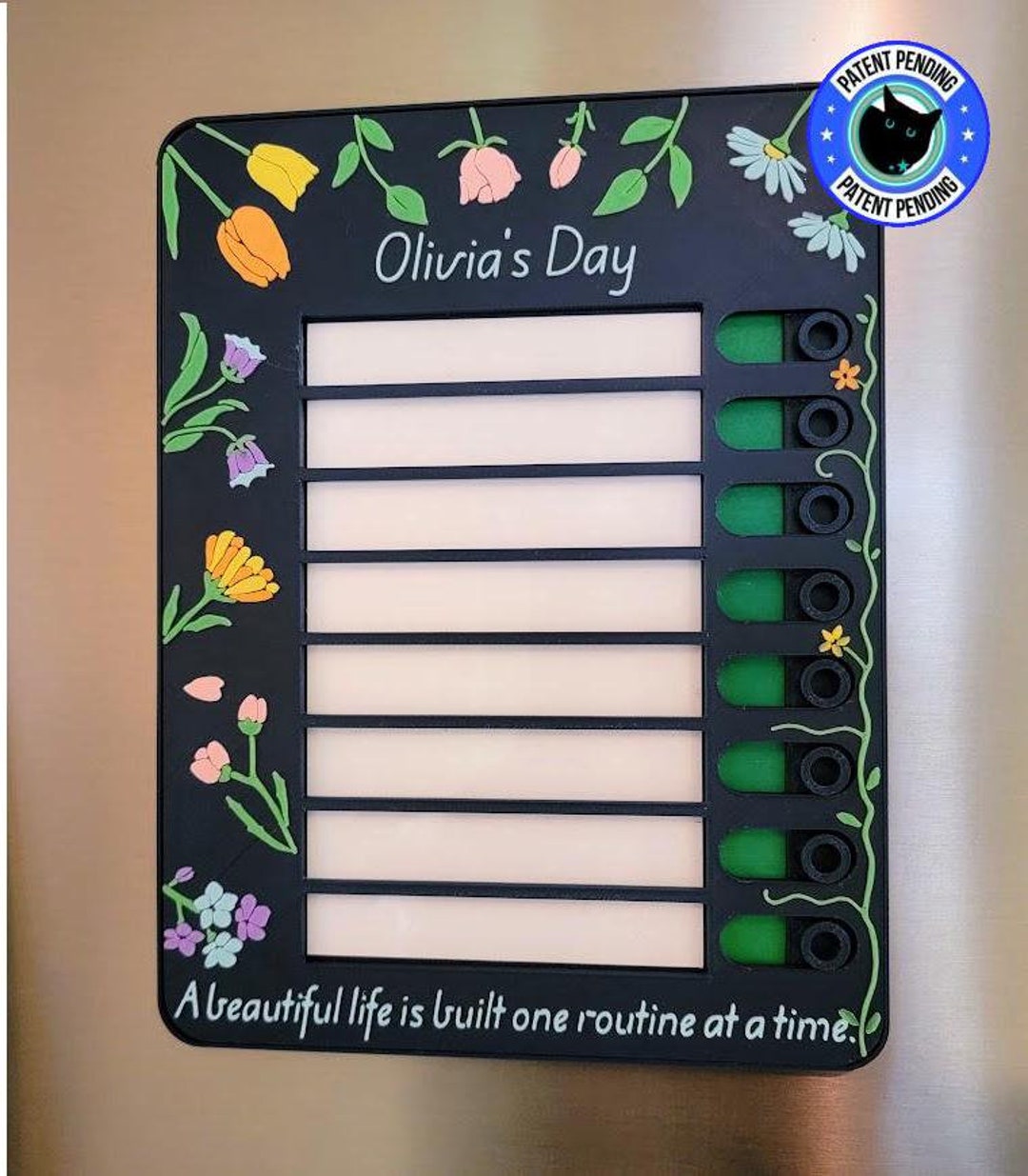 Sliding Daily Routine Chart Embroidery-style Flower Chart Task ...