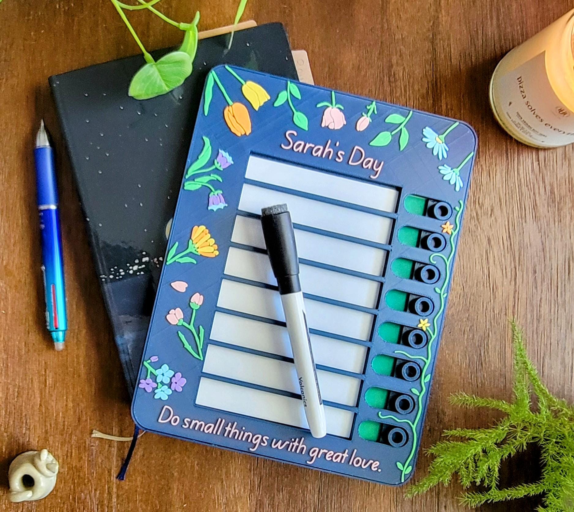 Sliding Daily Routine Chart | Embroidery-style Flower Chart | Task ...