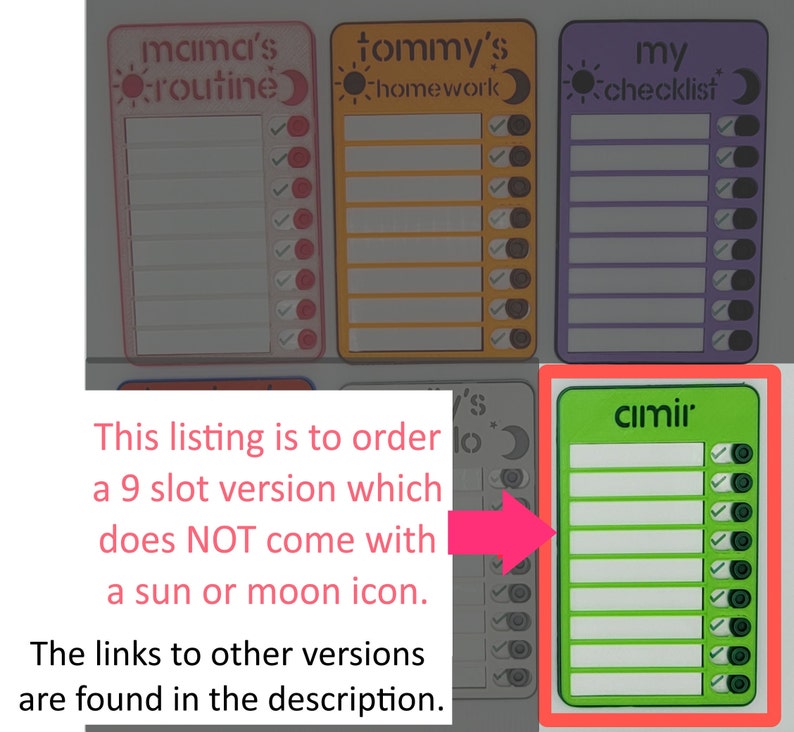 9 Slot Sliding Chart Routine Chart Daily Checklist Kids - Etsy