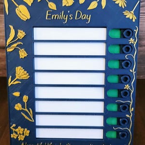 Sliding Daily Routine Chart | Embroidery-style Flower Chart | Task ...