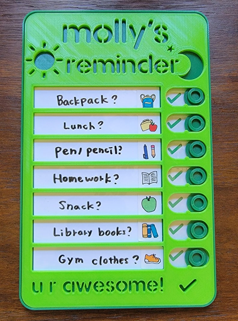 Persolinazed Reminder Organizer Daily Checklist Kids Daily - Etsy