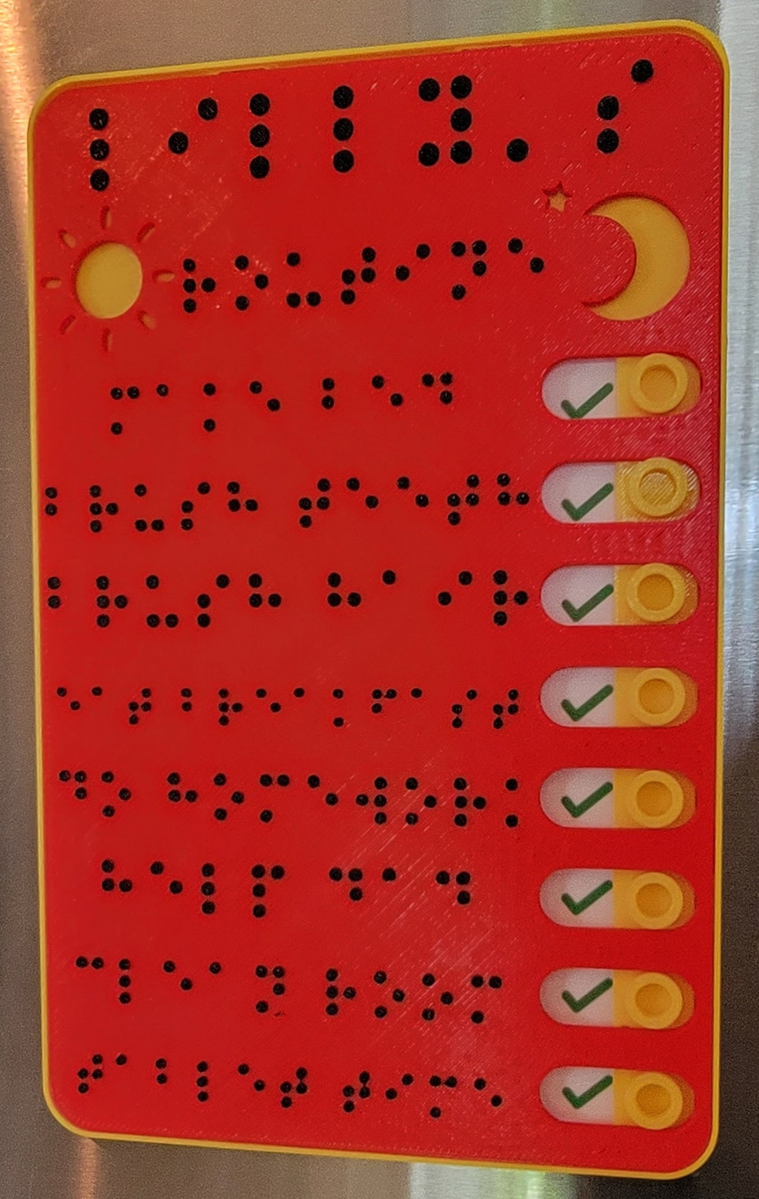 Braille Sliding Routine Chart for Blind, Limited Vision, or Visually ...