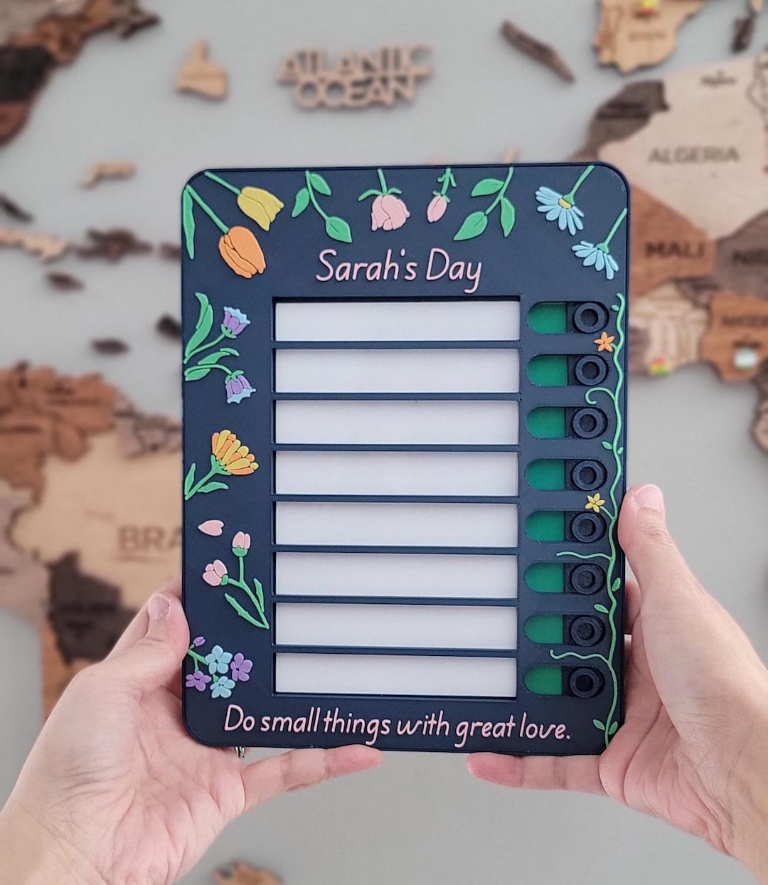 Sliding Daily Routine Chart | Embroidery-style Flower Chart | Task ...