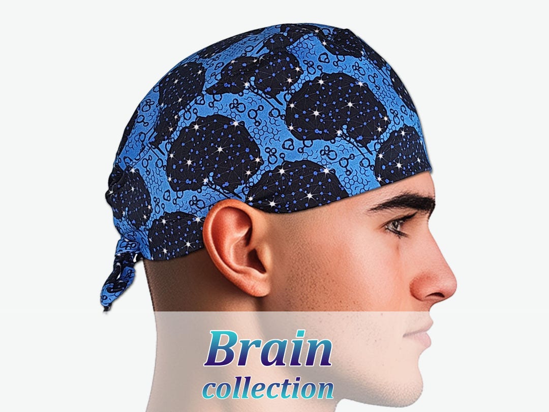 Unisex Scrub Cap, Anatomy Brain Man Surgical Cap, Tie Back Surgery Hats ...