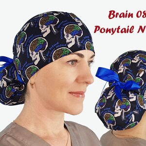 Scrub Caps Brain Neuro Surgery Scrub Hat, Ponytail Scrub Cap, Anatomy ...