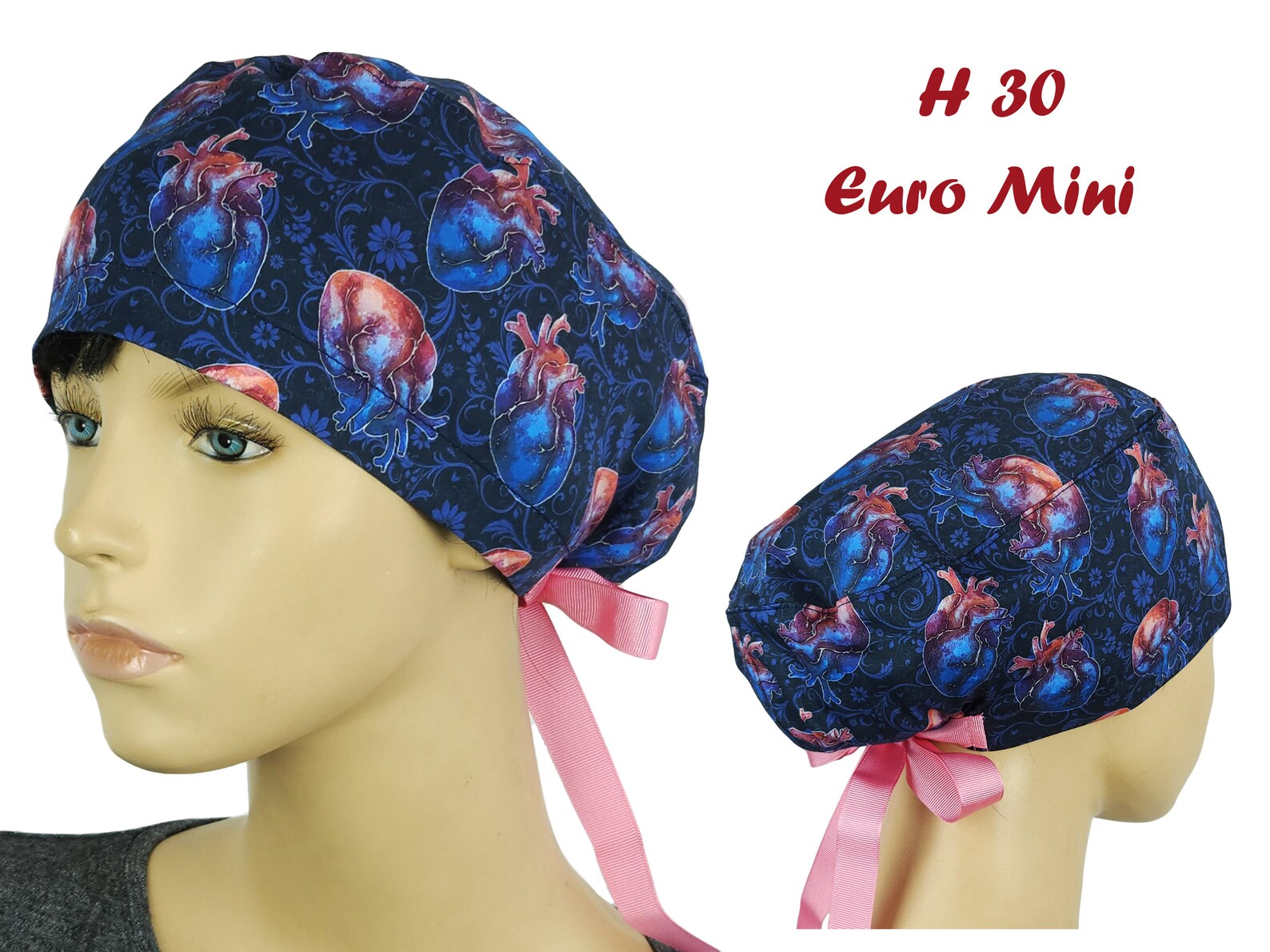 Anatomy Heart Scrub Caps for Women, Surgical Hat Ponytail, Cardiology ...