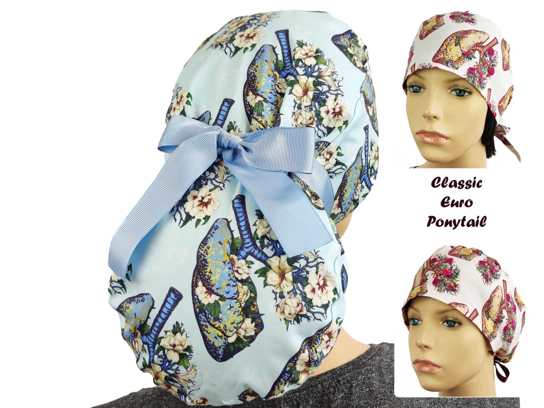 Anatomy Scrub Hat Women, Scrub Caps for Women, Anatomy Lungs, RN ...