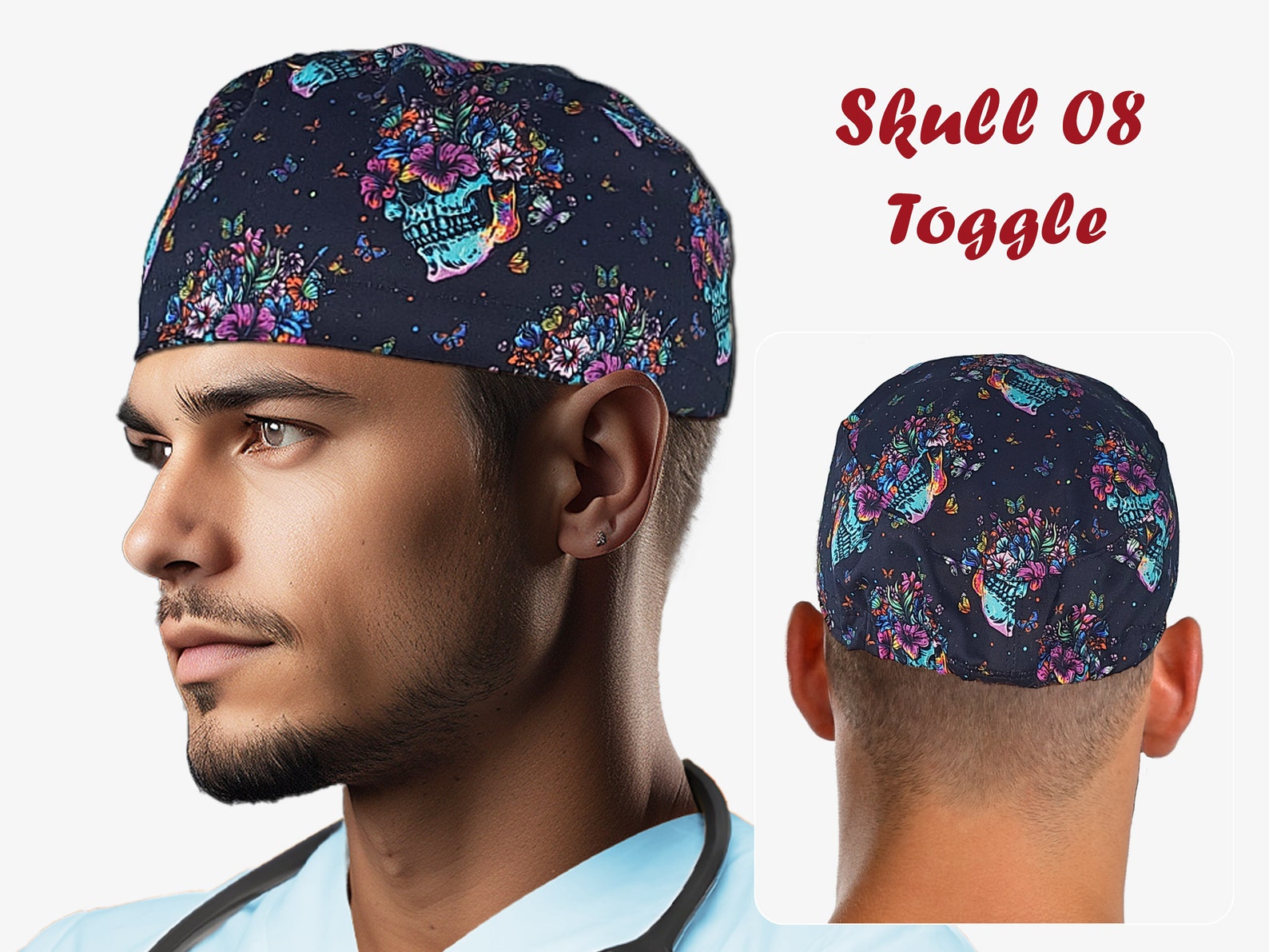 Unisex Skull Scrub Cap, Man Surgical Hat, Tie Back Scrub Hats - Etsy