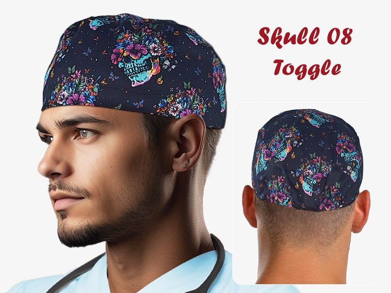 Unisex Skull Scrub Cap, Man Surgical Hat, Tie Back Scrub Hats - Etsy