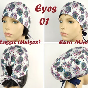 Surgical Scrub Caps for Women|ophthalmology Scrub Caps|eyeball Print ...