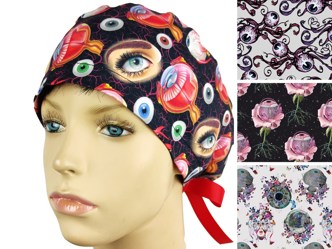 Surgical Scrub Caps for Women|ophthalmology Scrub Caps|eyeball Print ...