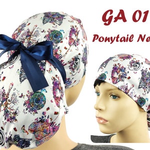 Anatomic Print Scrub Hat, Surgical Medical Nurse Cap, Satin Lining ...