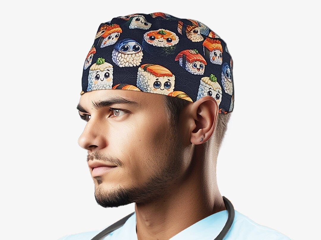 Cute Sushi Scrub Cap for Men, Japanese Food Scrub Hat, Unisex Surgical ...
