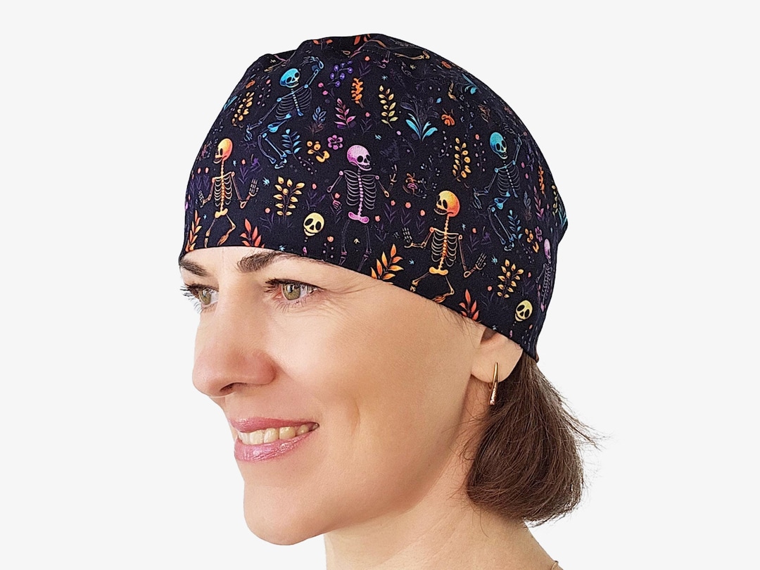 Scrub Cap With Dancing Skeletons, Women's Surgical Hat With Buttons - Etsy