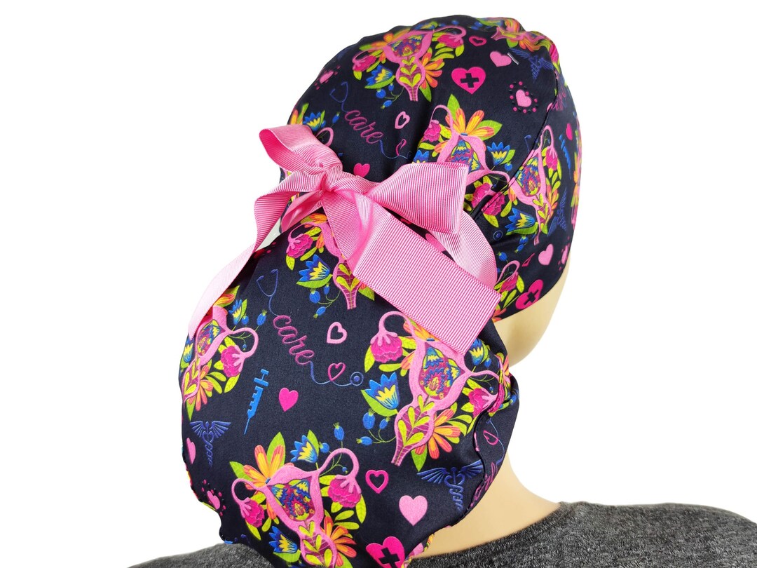 Uterus Scrub Caps, Ponytail Surgical Cap for Women, Gynecology Nurse ...