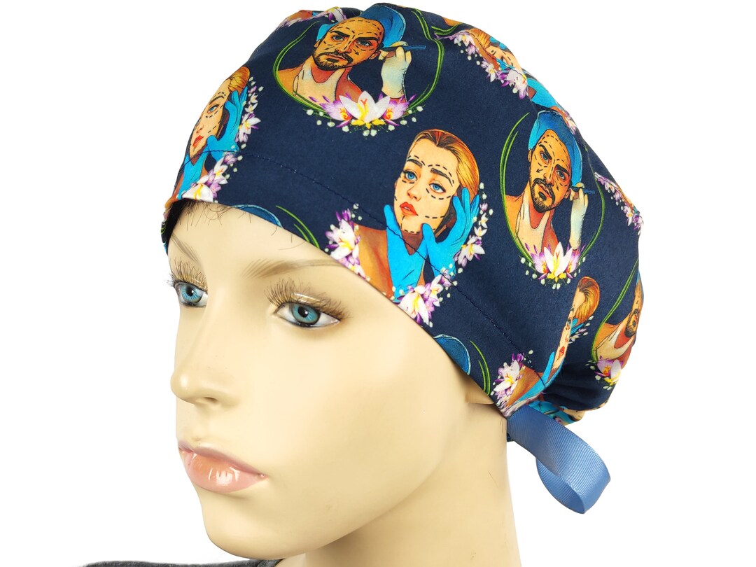 Plastic Surgery Scrub Caps for Women, Cosmetologist Ponytail Scrub Hats ...