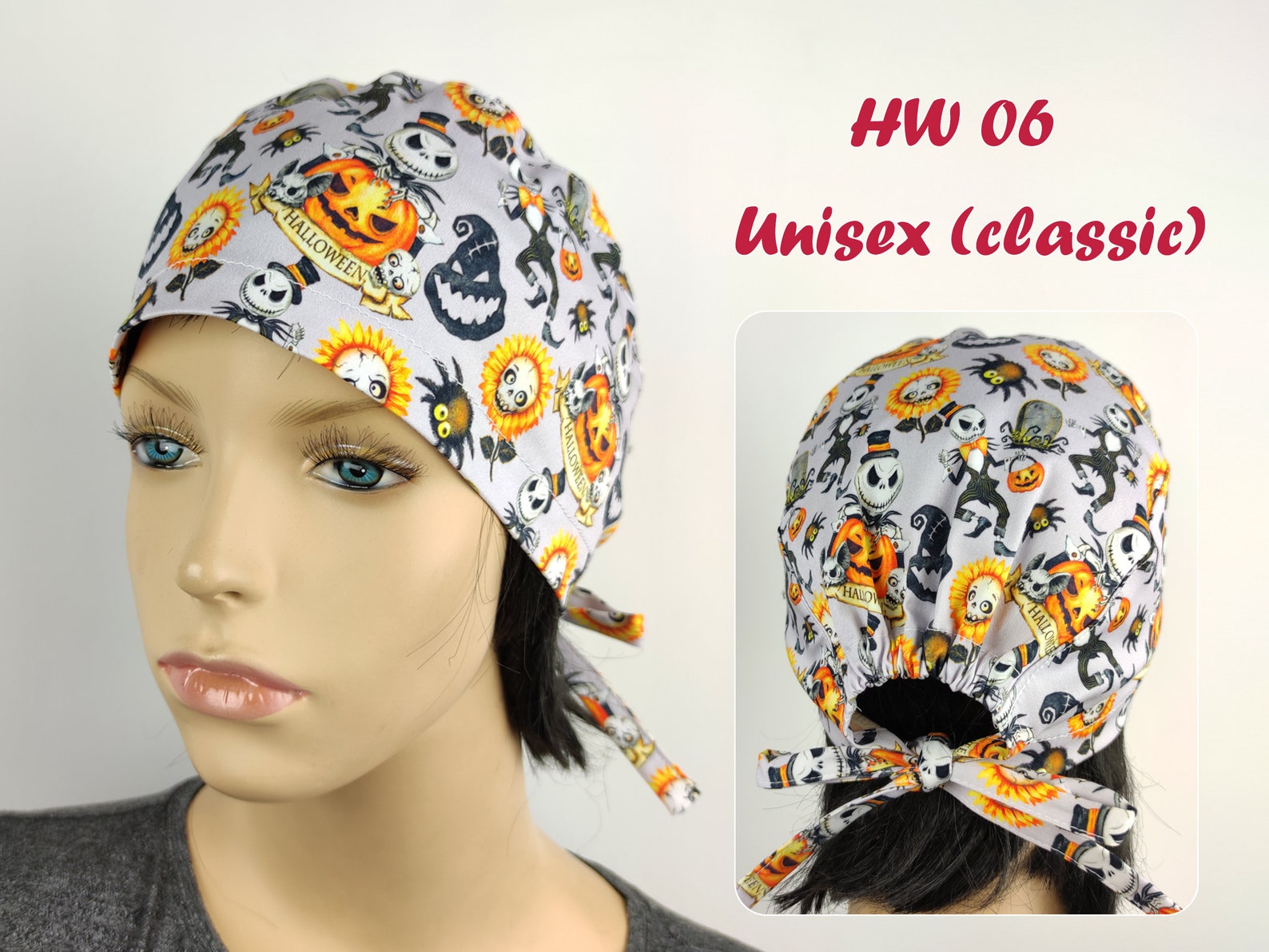 Halloween Scrub Cap Ponytail Surgical Cap Skeleton Nurse Hat - Etsy