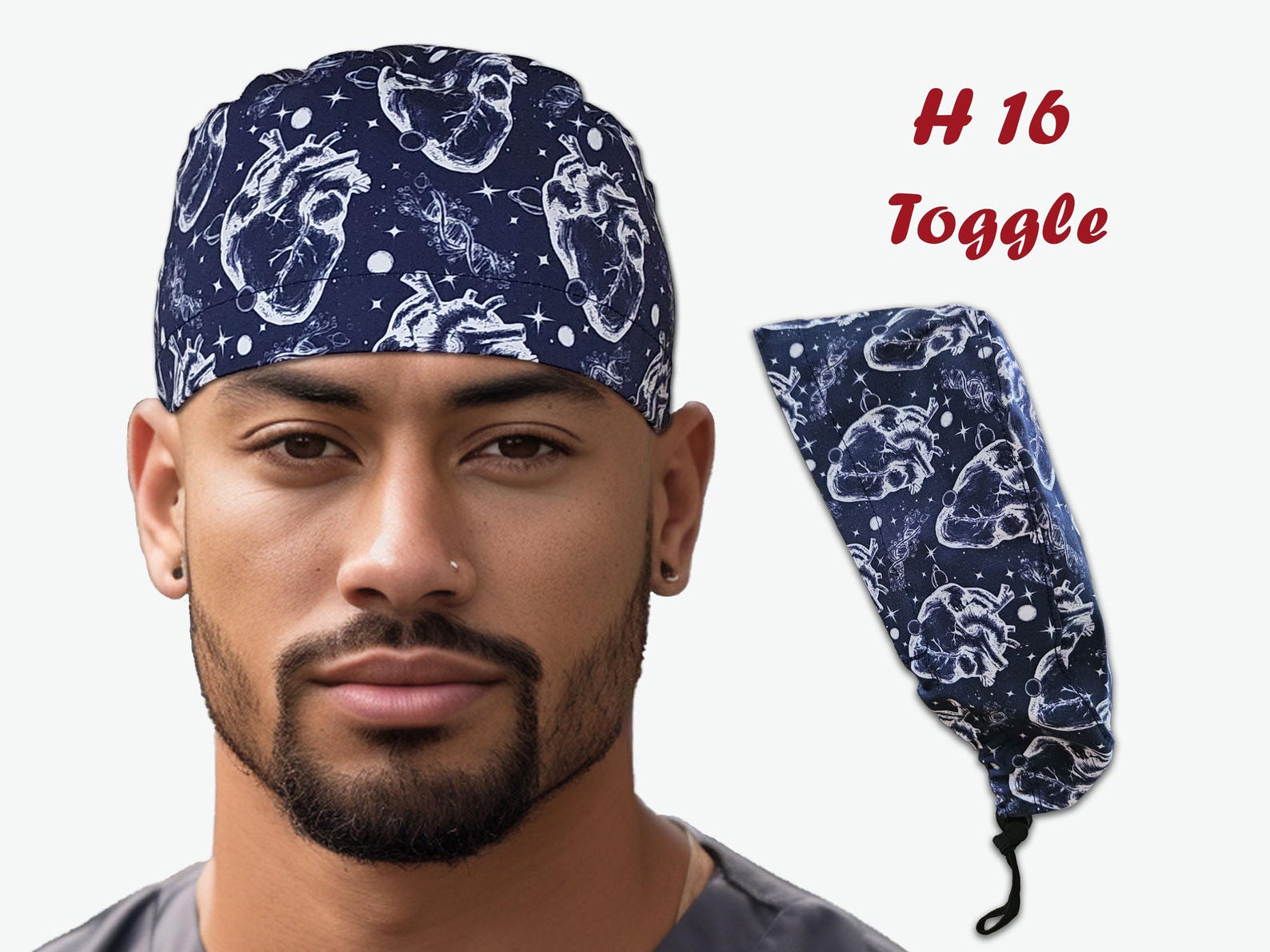 Cardiac Man Scrub Cap, Anatomy Heart Surgical Hat, Unisex Toggle ...