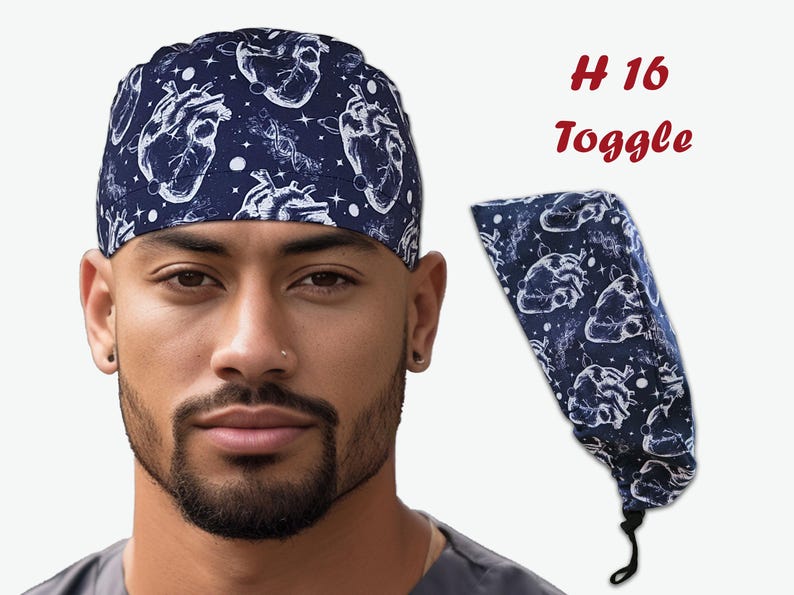 Anatomy Heart Scrub Cap for Men, Cardiac Surgical Hat, Cardiology Nurse ...