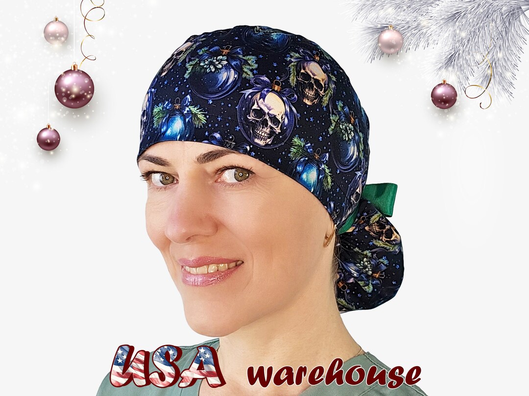 Scrub Caps Gothic Christmas, Surgical Cap for Nurses, Ponytail Scrub ...