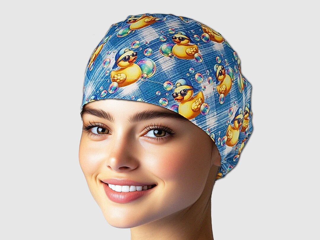 Funn Plastic Ducks Scrub Caps, Toggle Surgeon Hat, Euro Scrub Cap With ...