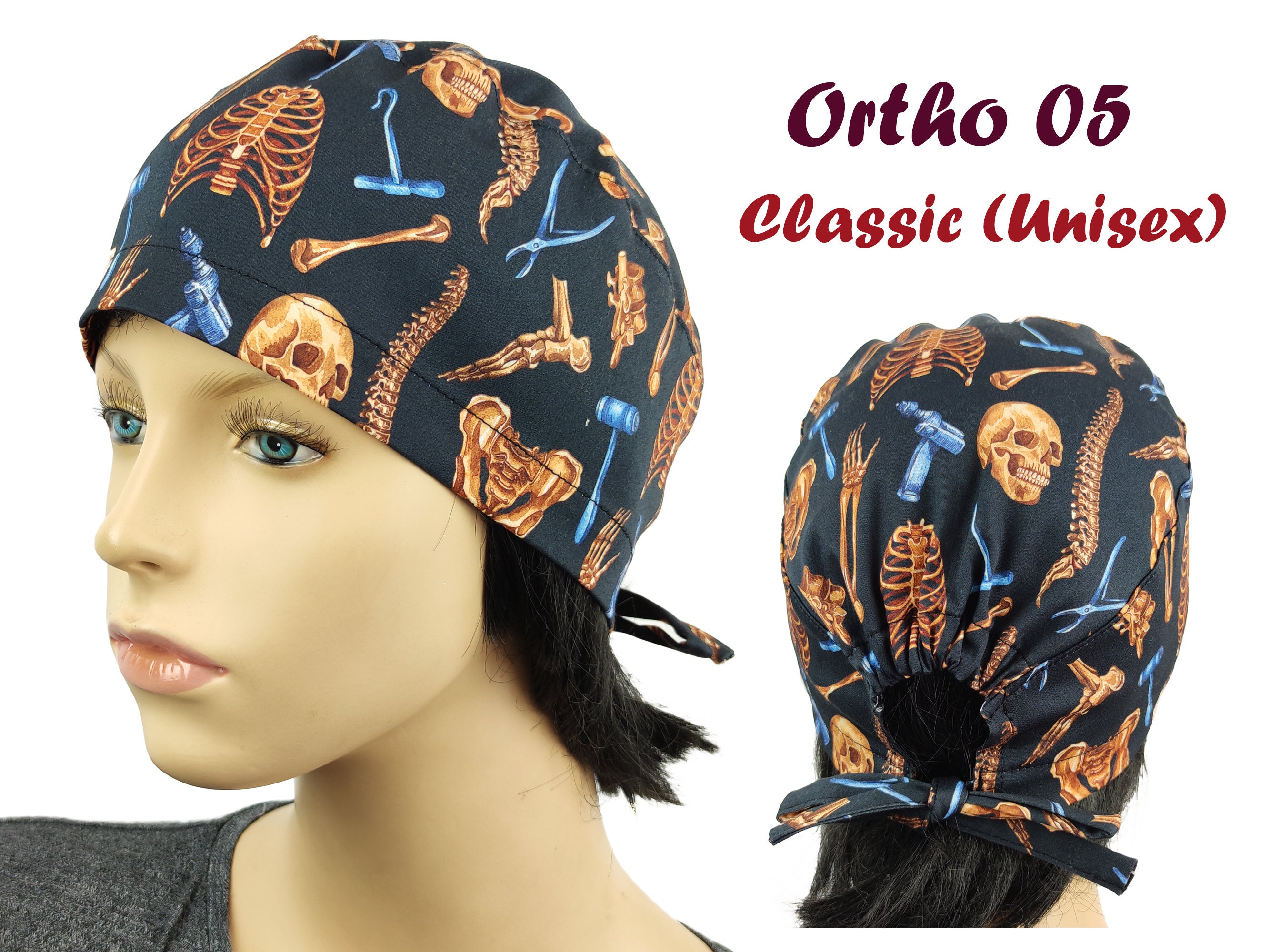 Bones Print Scrub Cap, Orthopedic Surgical Hat, Anatomy Skeleton Scrub ...
