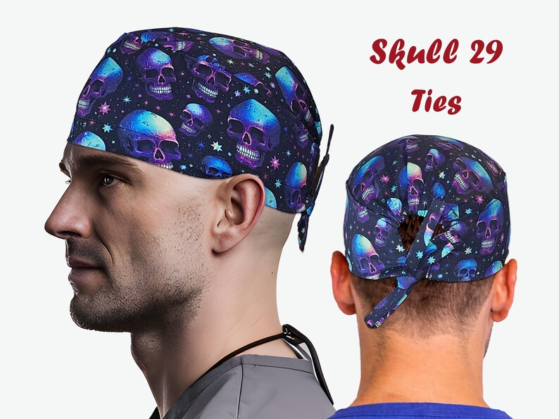 Unisex Skull Scrub Cap, Man Surgical Hat, Tie Back Scrub Hats - Etsy