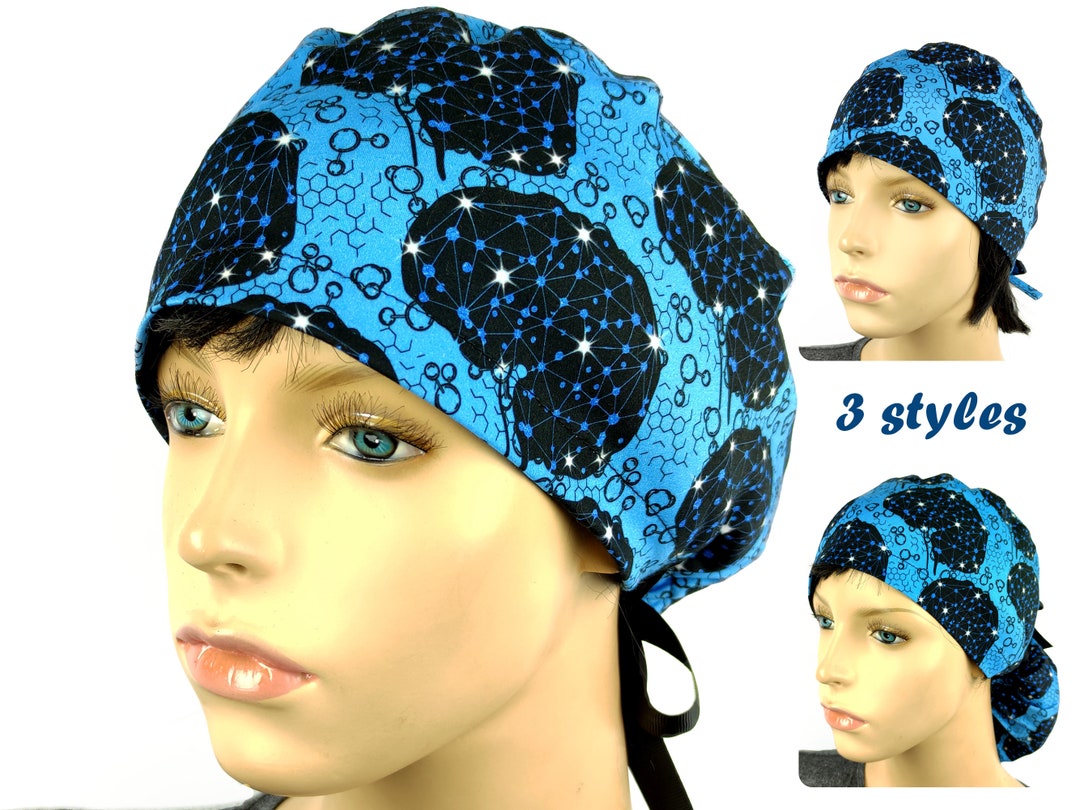 Brain Scrub Caps, Neurology Nurse Scrub Hat, Anatomy Surgical Cap Women ...