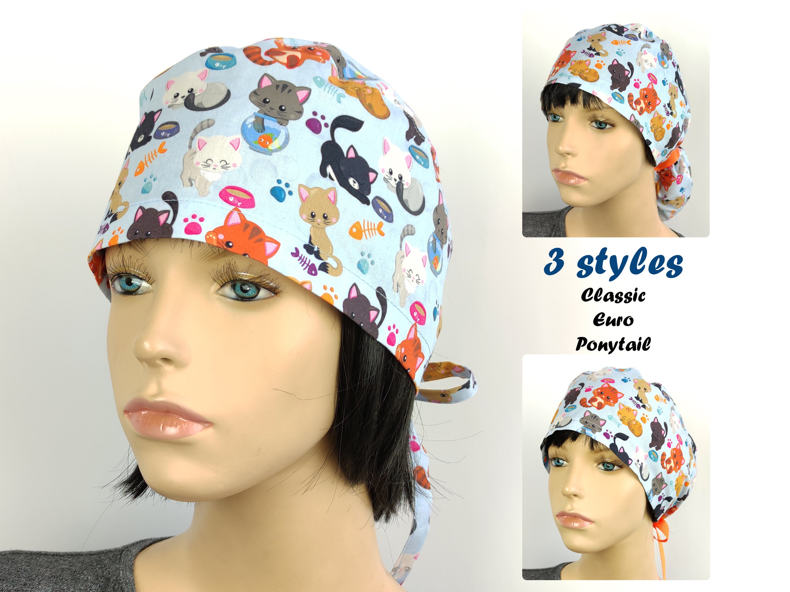 Cute Cat Scrub Caps Ponytail Scrub Cap for Women Nursing - Etsy UK