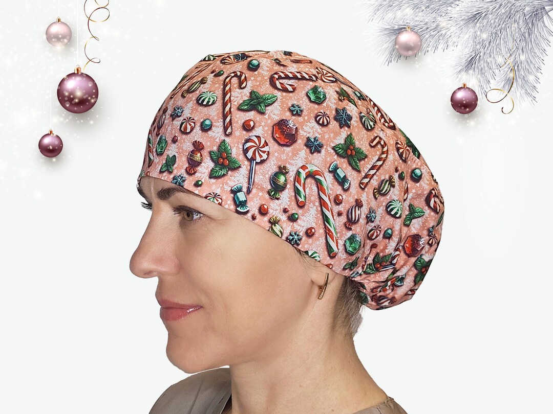 Candy Cane Christmas Surgery Cap, Holiday Scrub Cap From Soft Cotton ...