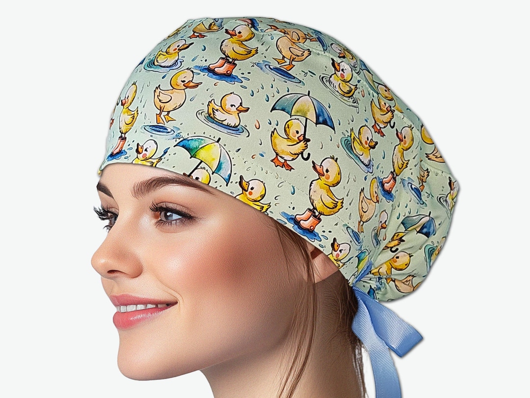 Cute Ducks Scrub Caps, Ponytail Surgical Hat for Nurses, Surgery Hat ...