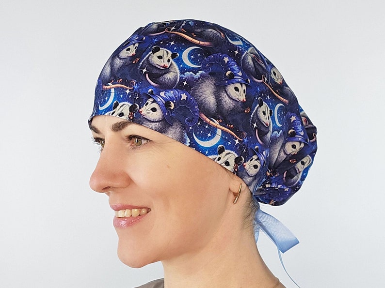 Wizard Opossum Euro Scrub Cap, Ponytail Surgical Hat, Pediatric Nurse ...