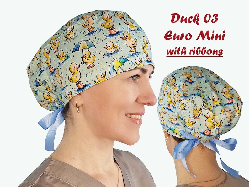 Ducks Scrub Caps, Ponytail Surgical Hat for Nurses, Pediatric Style ...